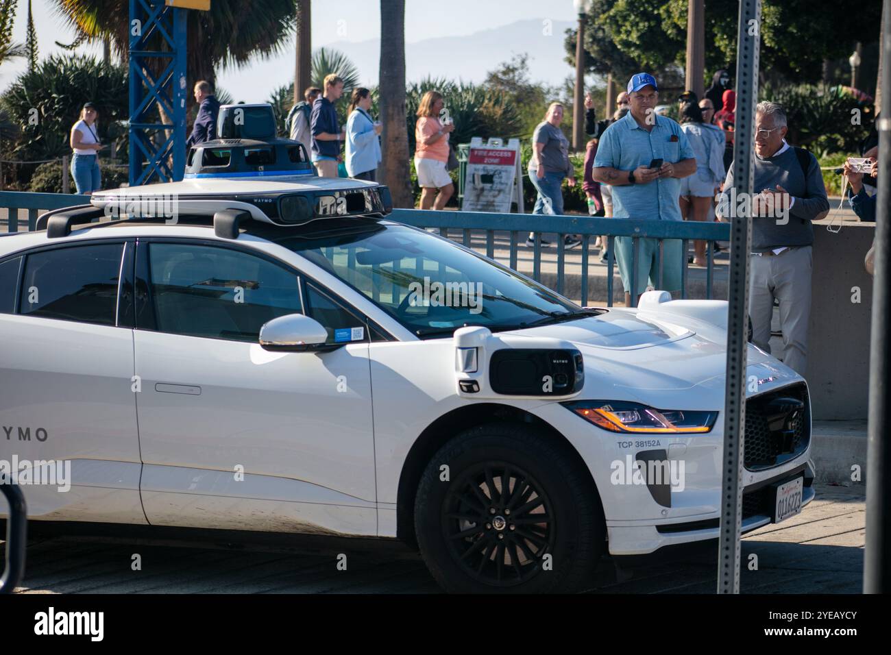 A Self-Driving Taxi Car in Santa, Monica on ther Road Controlling ...