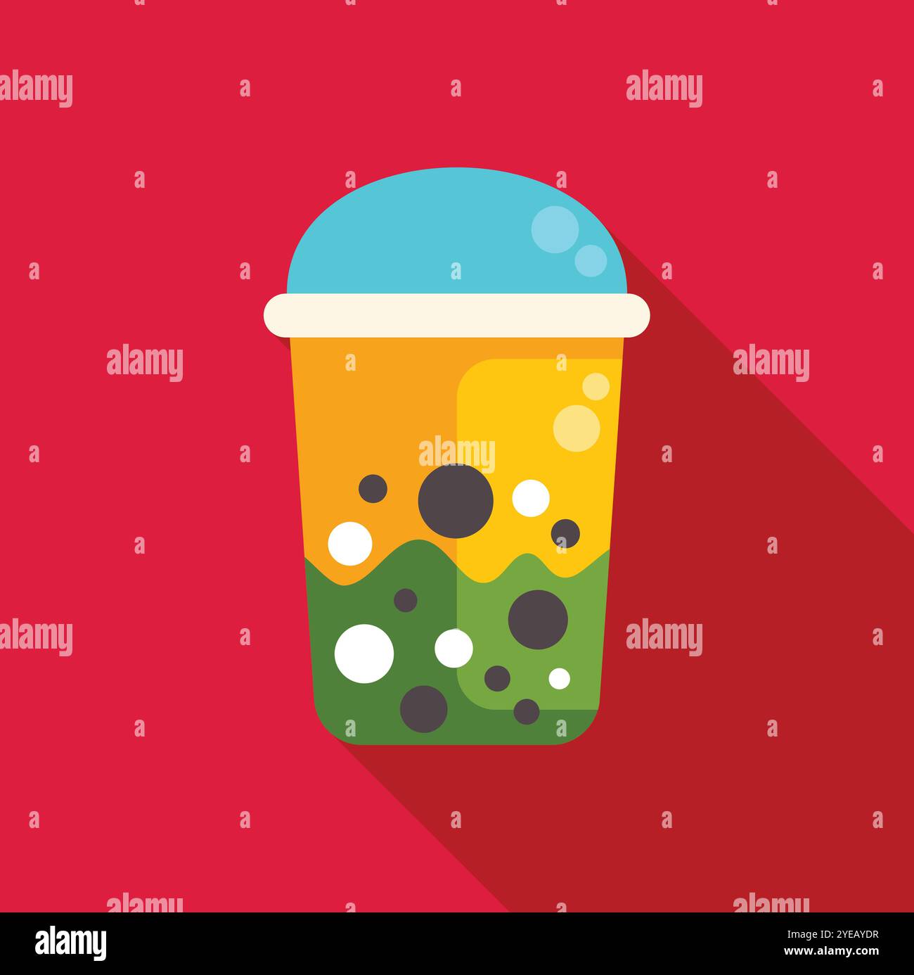 Colorful illustration of bubble tea featuring tapioca pearls and a ...