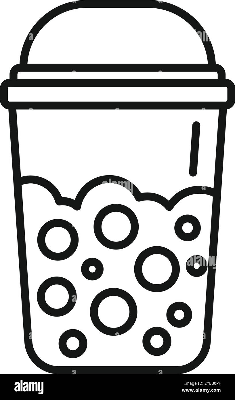 Refreshing bubble tea beverage in a plastic cup with tapioca pearls and ...