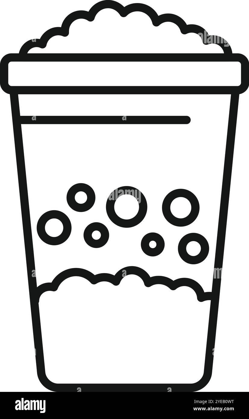 Taiwanese bubble tea cup icon with foam and tapioca pearls, representing a refreshing beverage ...