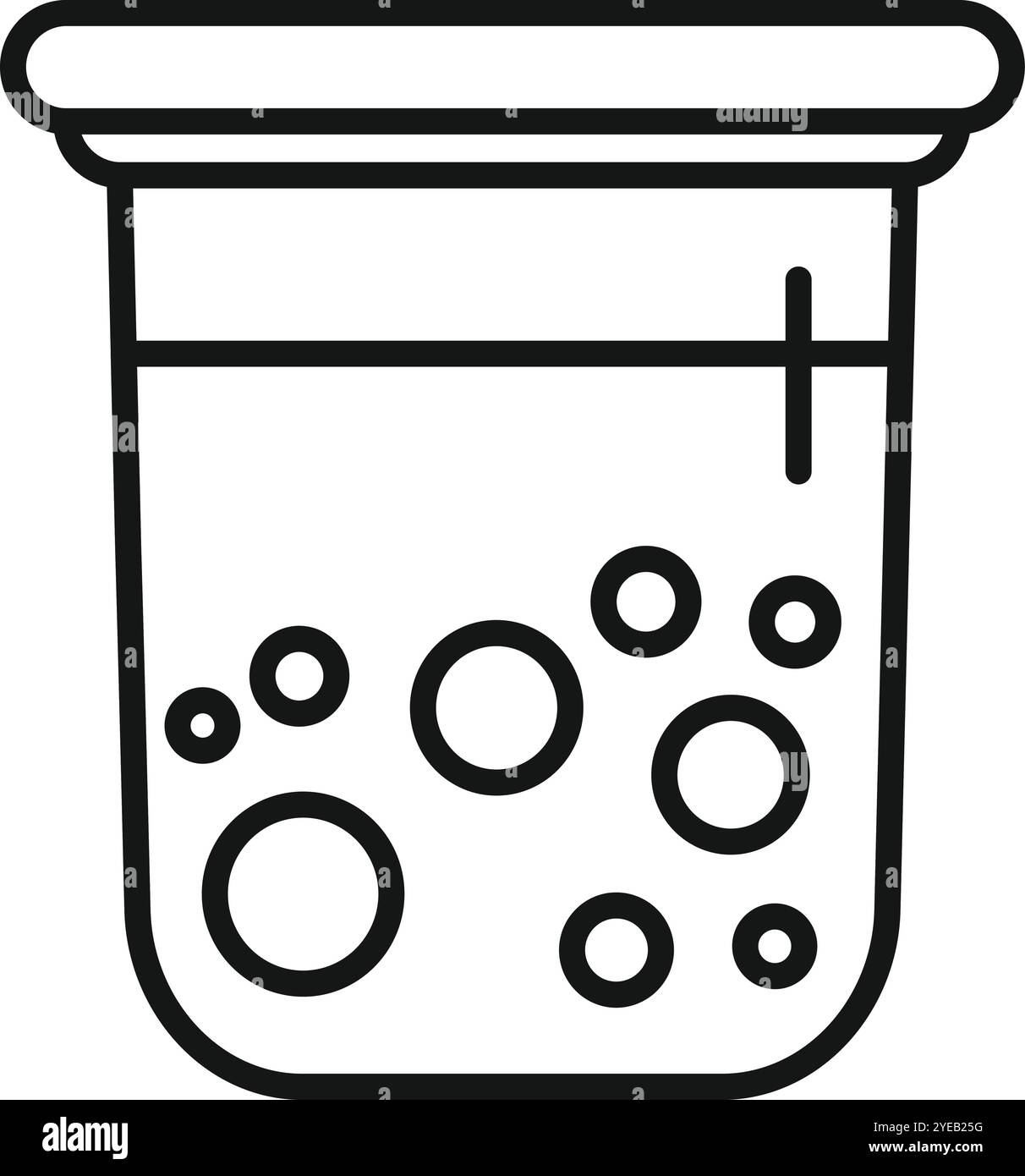 Lab beaker filled with bubbling liquid in a scientific experiment ...