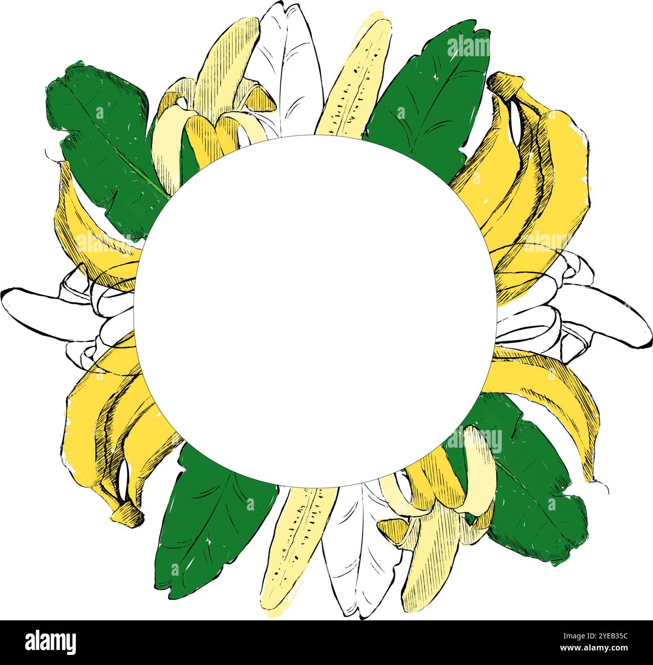 Bananas wallpaper with leaves Stock Vector Images - Alamy