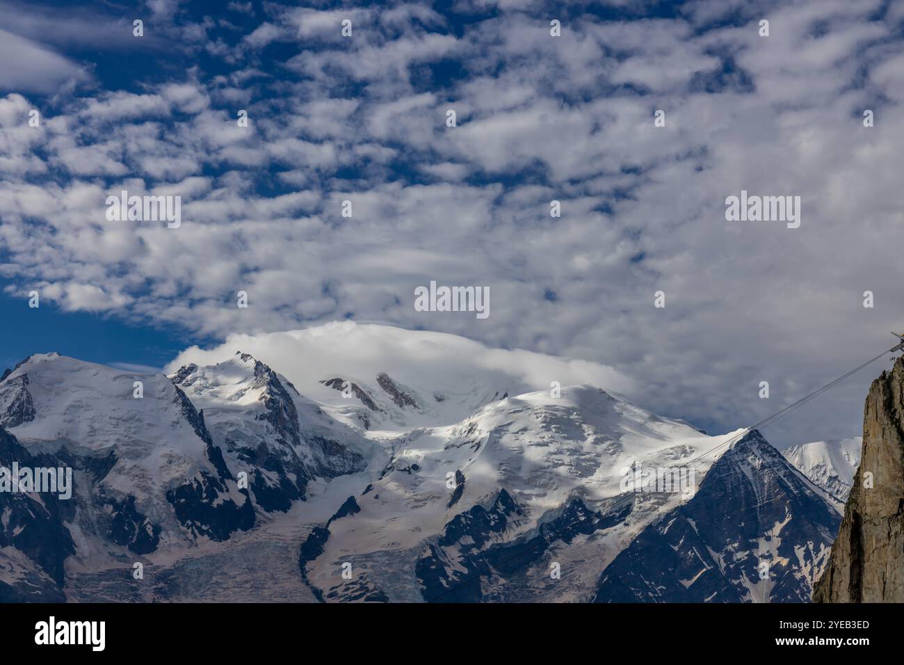 Mont Blanc, Monte Bianco mountain summit snow dome above the Chamonix ...