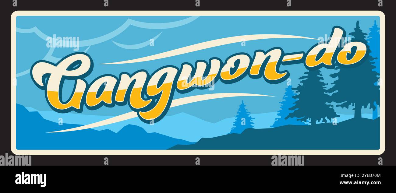 Gangwon-do sign, South Korea province travel plate, retro tin sign ...