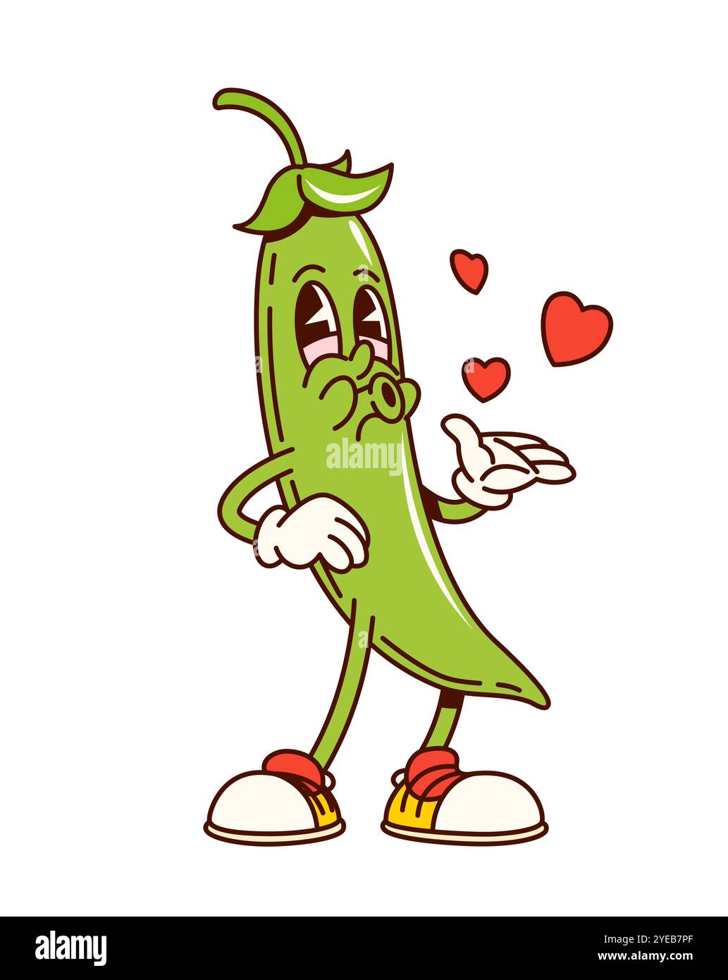 Groovy cartoon green pea vegetable character in for funny vegetable ...