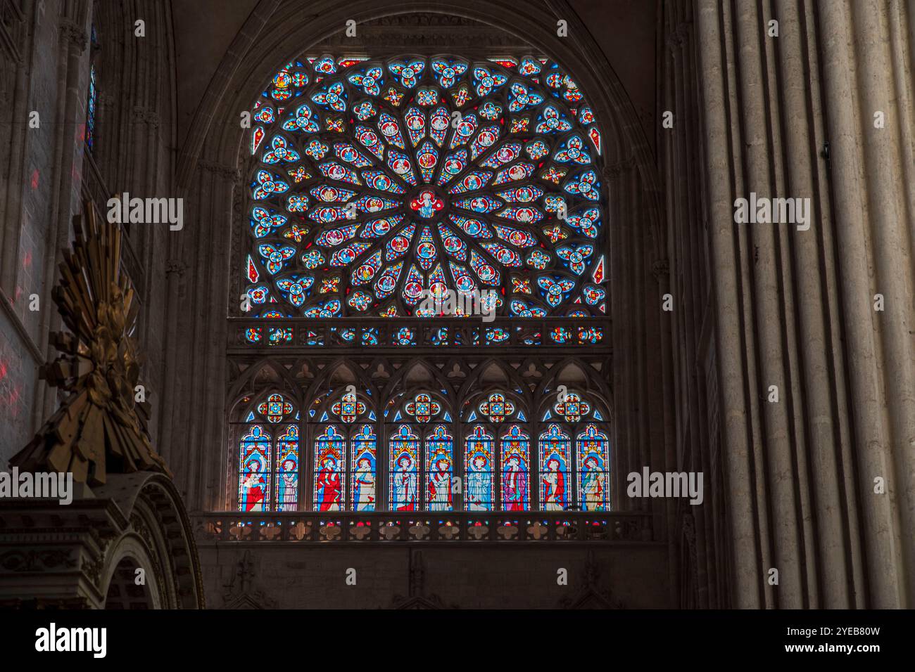 Stained glass window in the church of the diocese of Séez in Normandy ...
