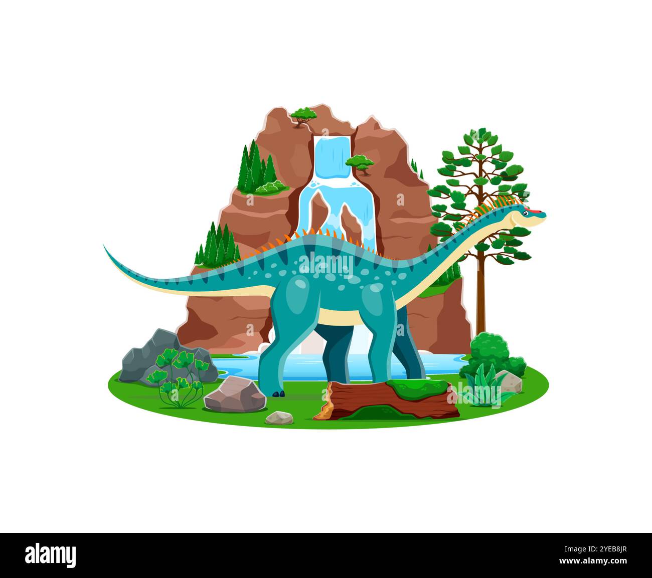 Prehistoric dicraeosaurus dinosaur character. Cartoon vector dino at ...