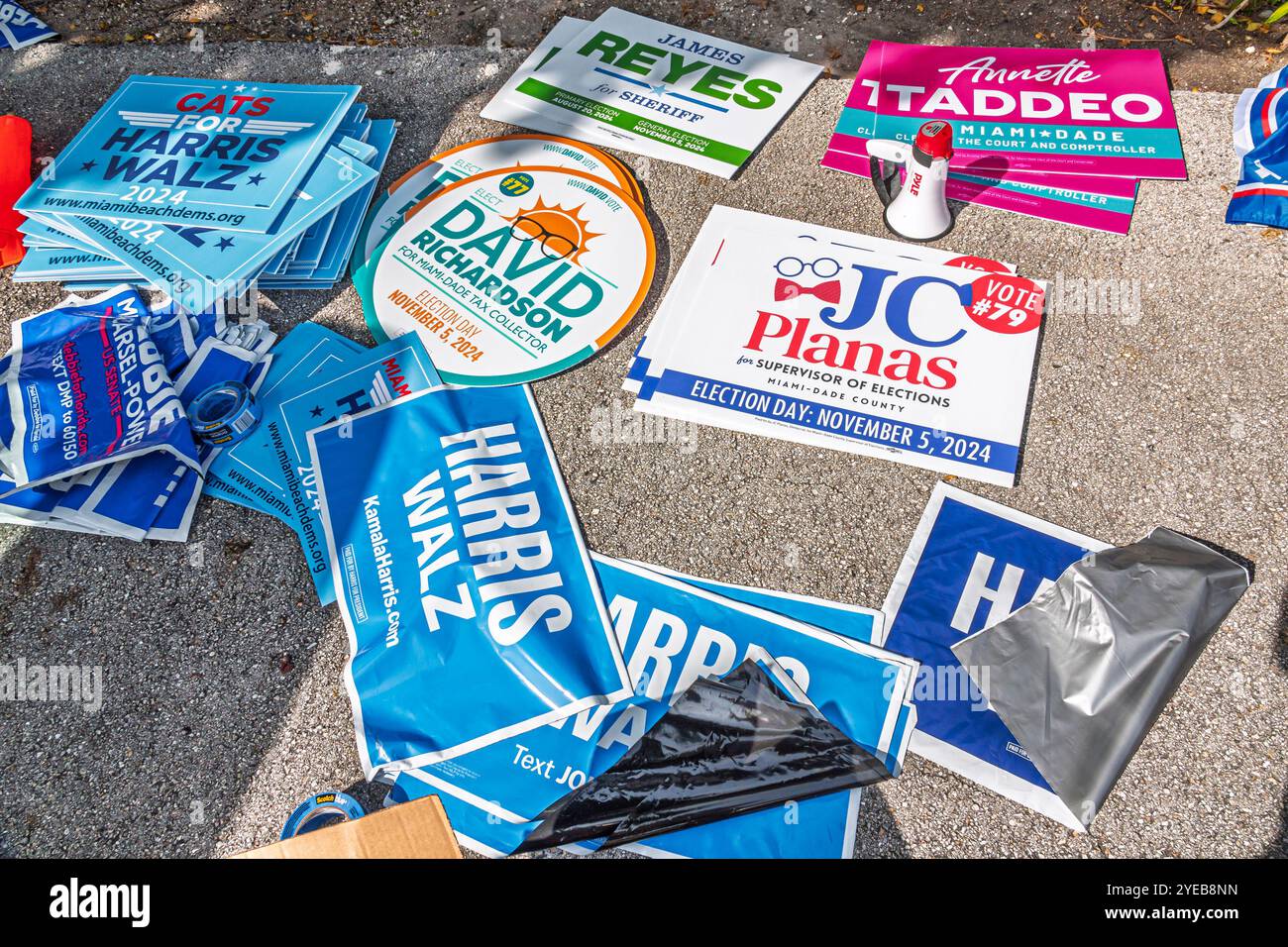 Miami Beach Florida,Democratic Club members,preparing vehicles cars ...
