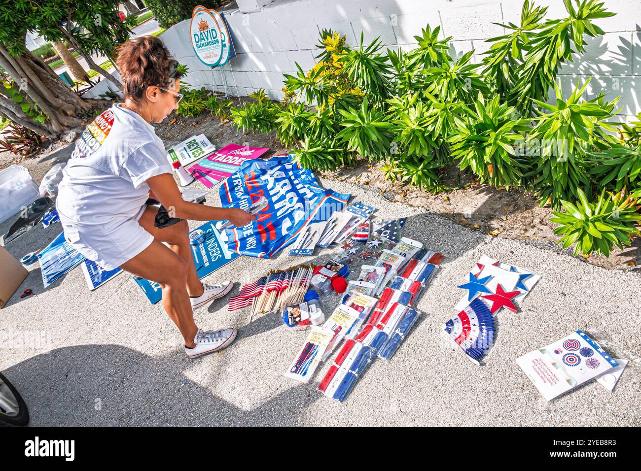 Miami Beach Florida,Democratic Club members,preparing vehicles cars ...