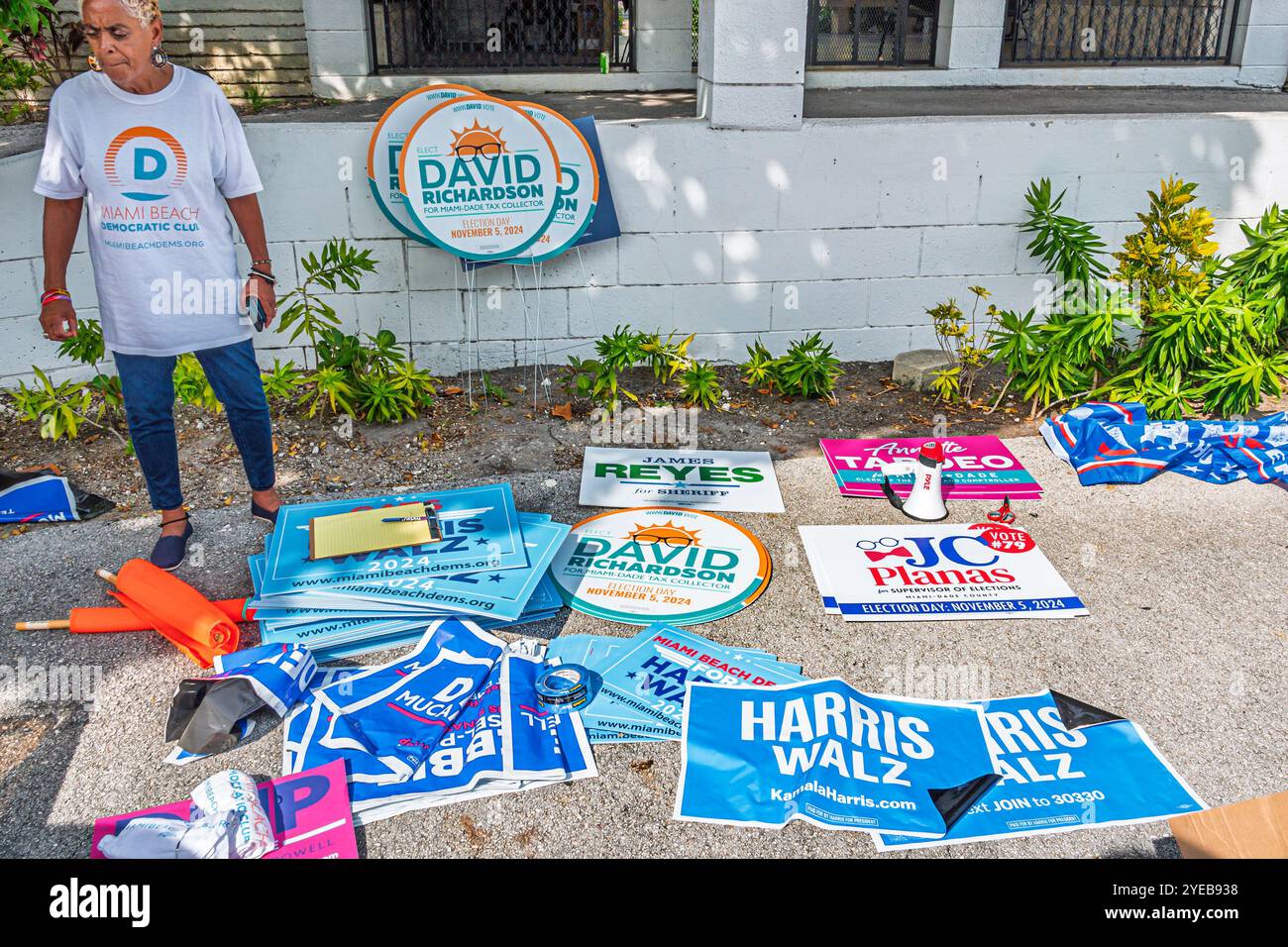 Miami Beach Florida,Democratic Club members,preparing vehicles cars ...