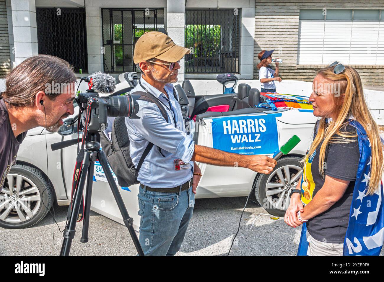 Miami Beach Florida,Democratic Club members,preparing vehicles cars ...