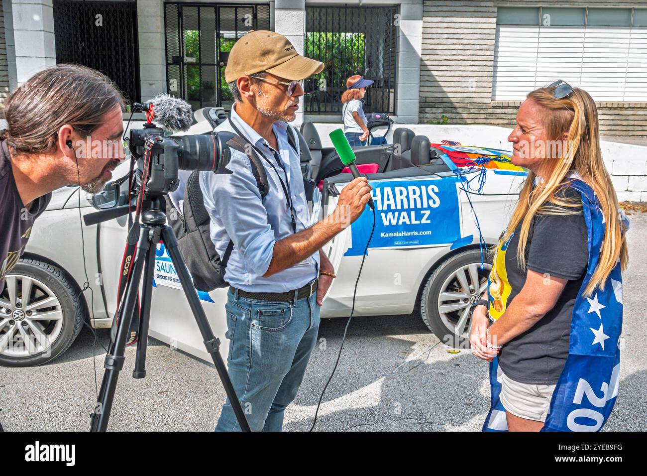 Miami Beach Florida,Democratic Club members,preparing vehicles cars ...