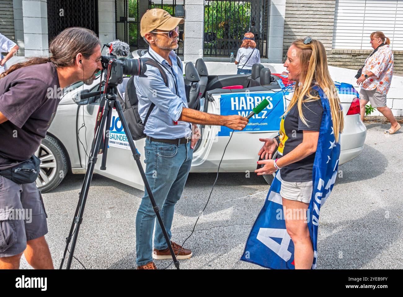 Miami Beach Florida,Democratic Club members,preparing vehicles cars ...