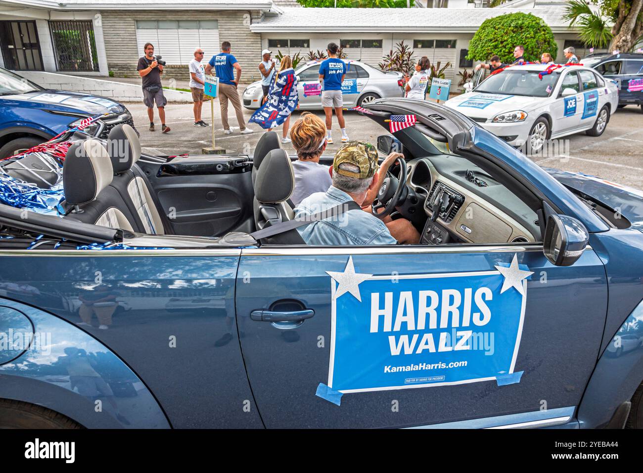 Miami Beach Florida,Democratic Club members,preparing vehicles cars ...