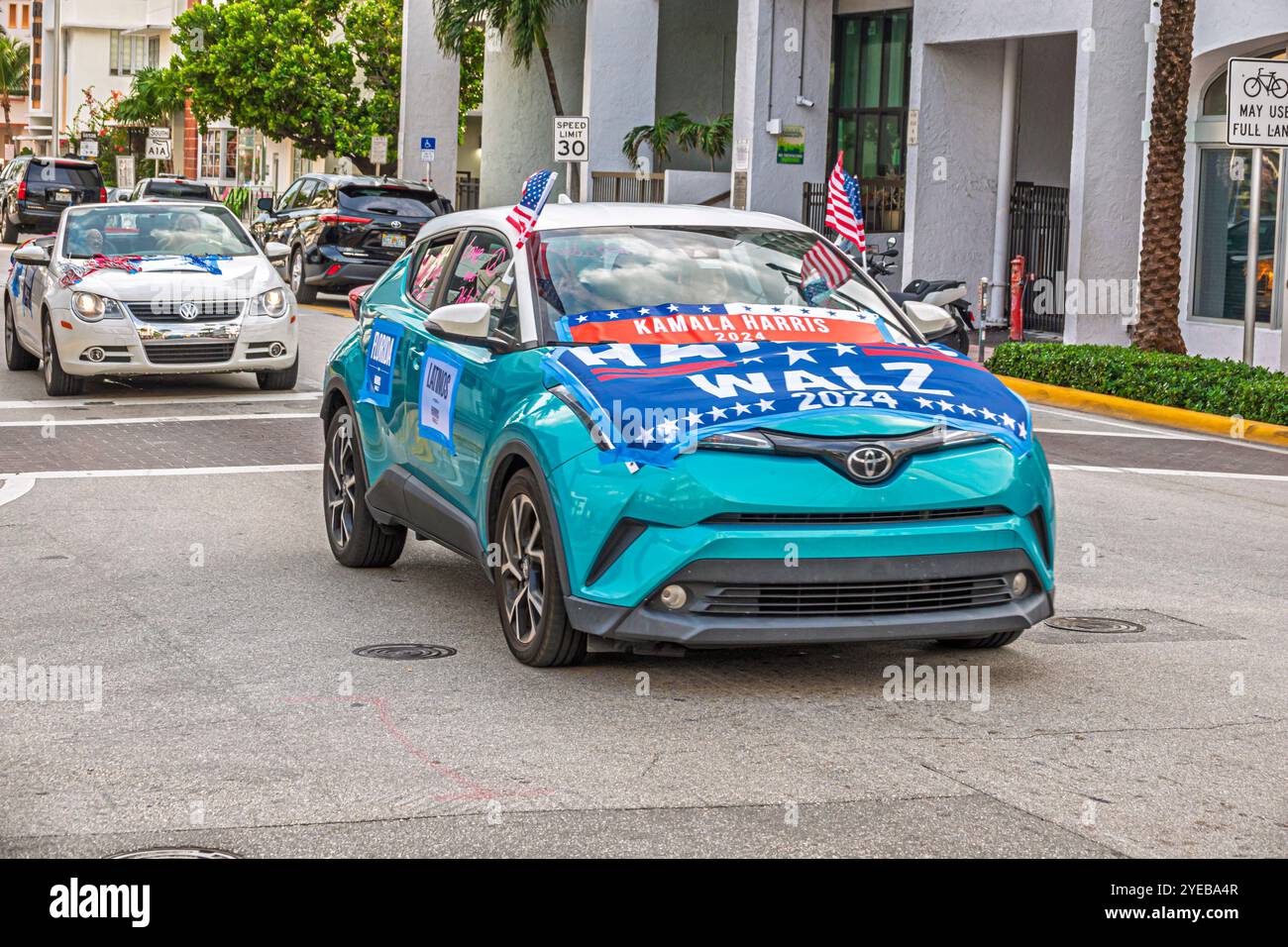 Miami Beach Florida,Democratic Club members,vehicles cars,political ...
