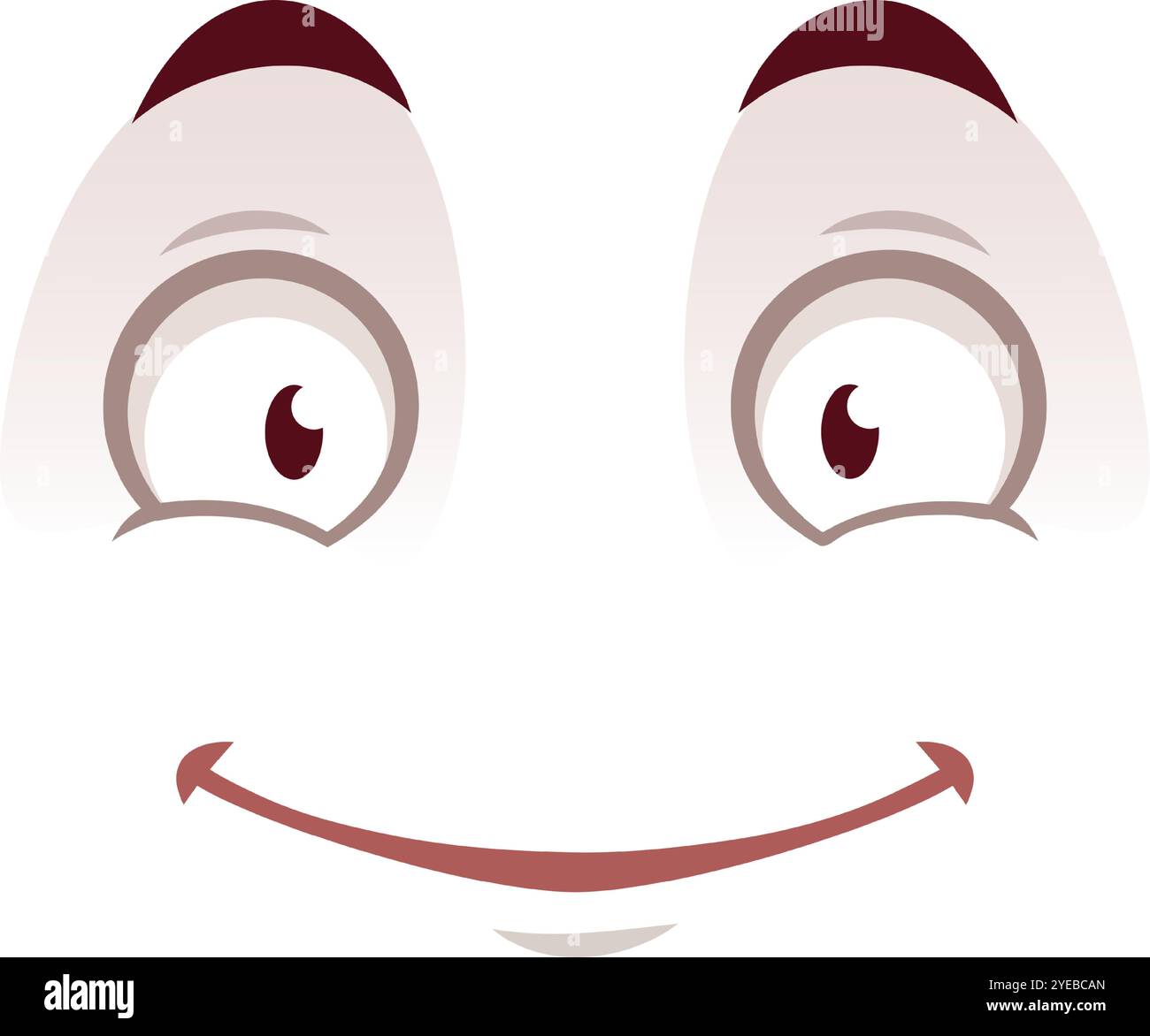 Cartoon face with wide opened eyes and a big smile showing excitement ...