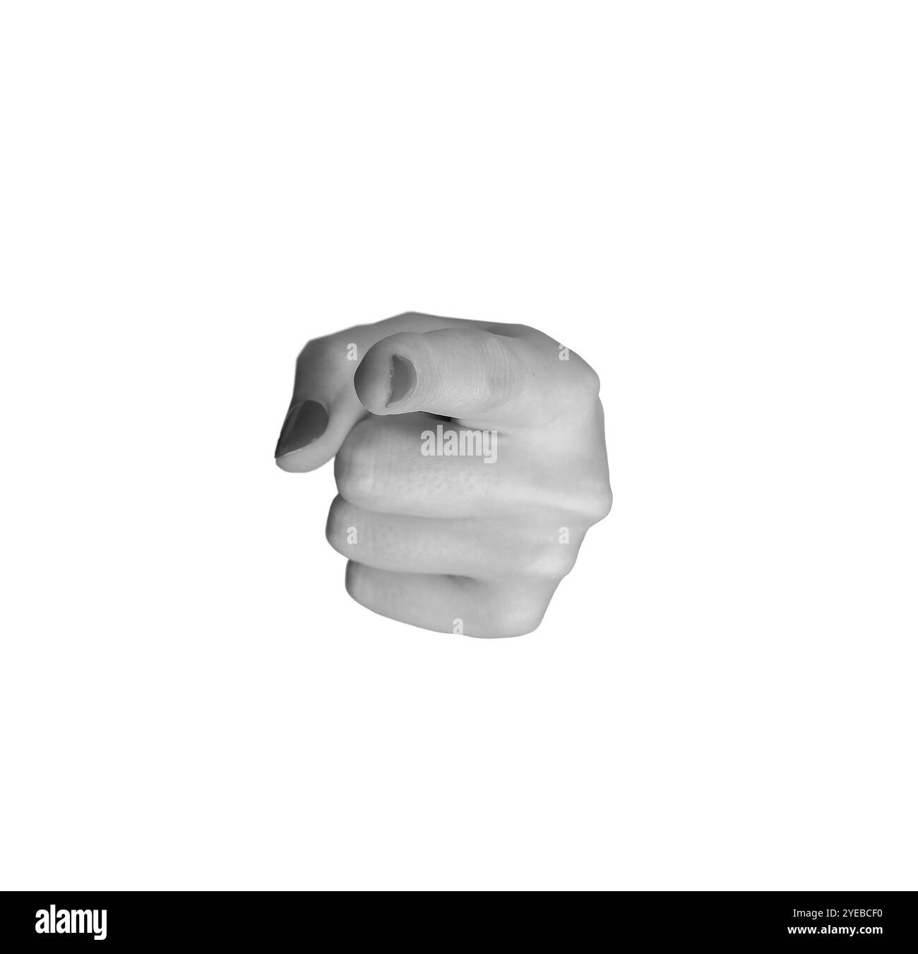 finger pointing directly, isolated on a white background. This ...