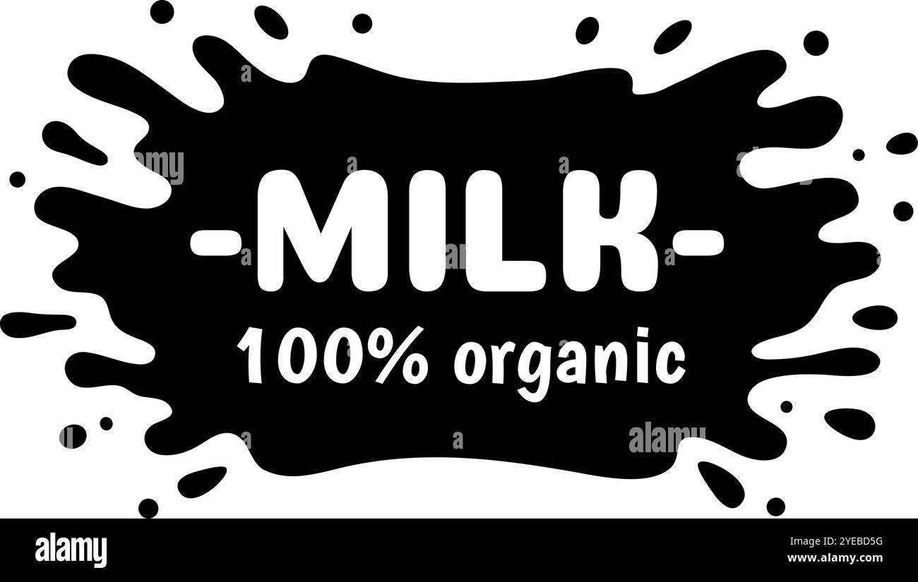 Eye catching black splatter with white 100 percent organic milk ...