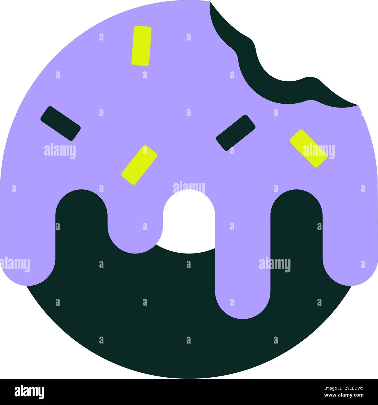 Donut With Bite Mark And Sprinkles In Flat Vector Illustration ...