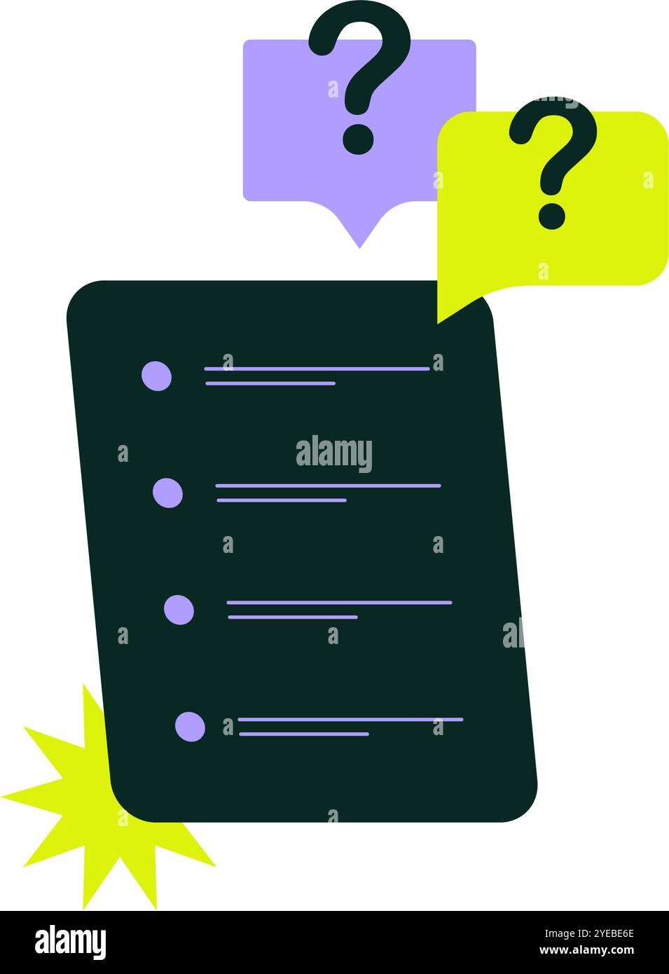 Checklist With Question Marks In Flat Vector Illustration Symbolizing ...