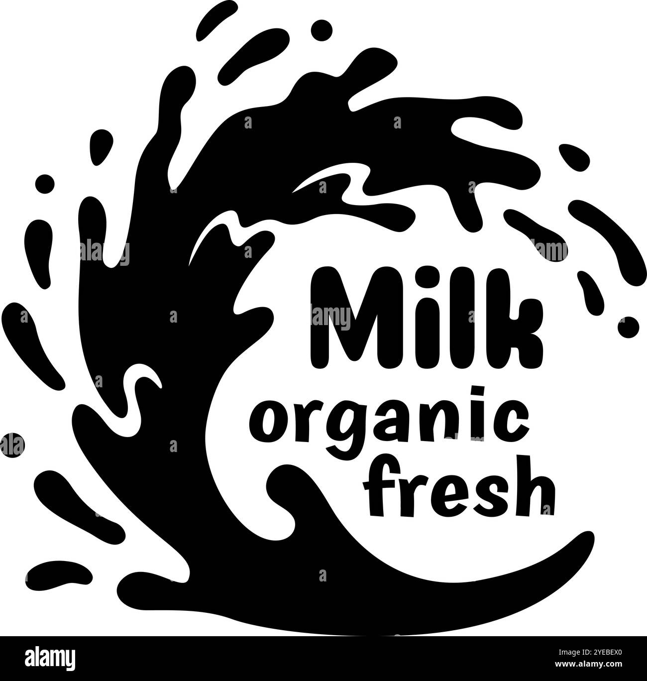 Black and white logo with milk splashing and forming a circle ...