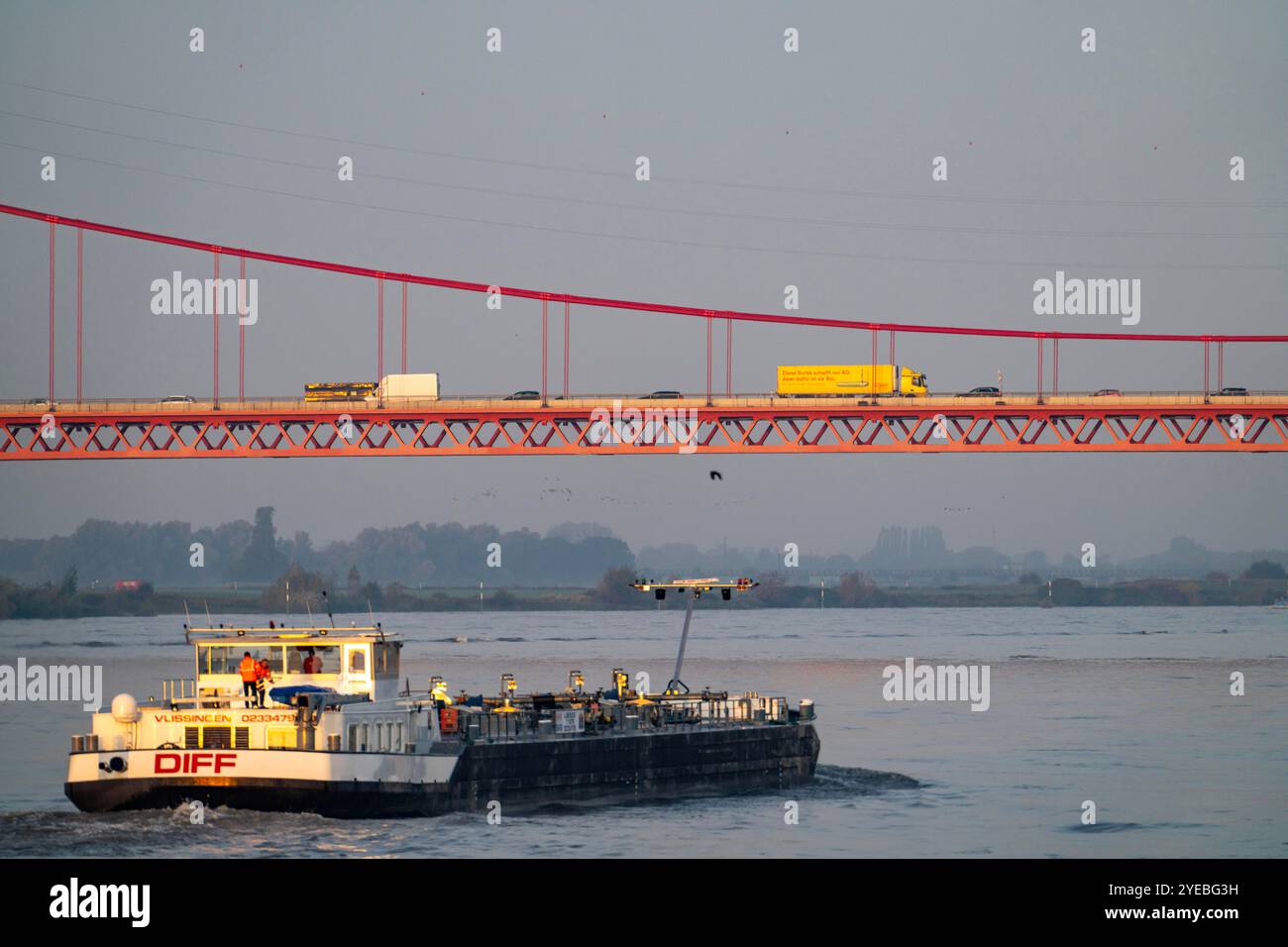 The Rhine bridge Emmerich, federal highway B220, longest suspension ...