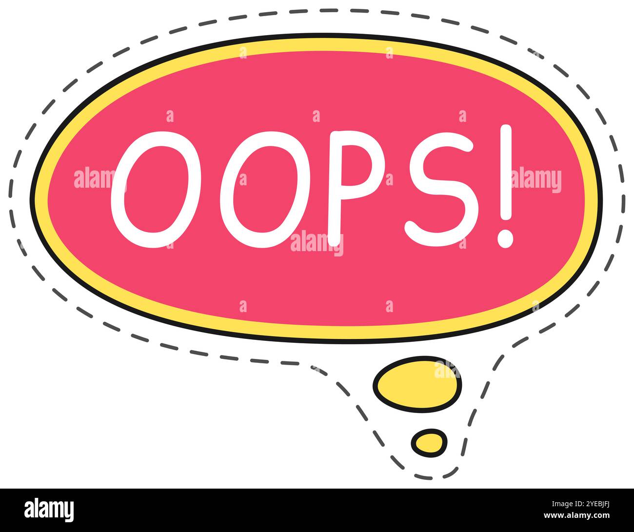 Oval shaped red speech bubble with a yellow outline and a surprised ...