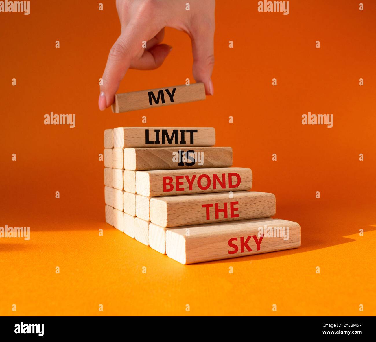 My limit is beyond the sky symbol. Wooden blocks with words My limit is ...