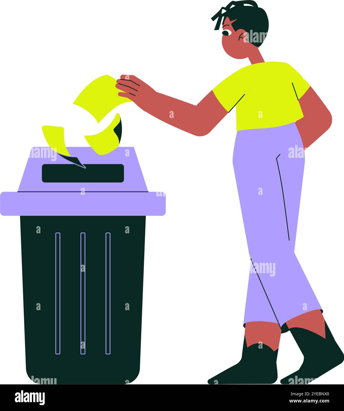 Male Character Disposing Recyclable Paper Symbolizing Recycling, Waste ...