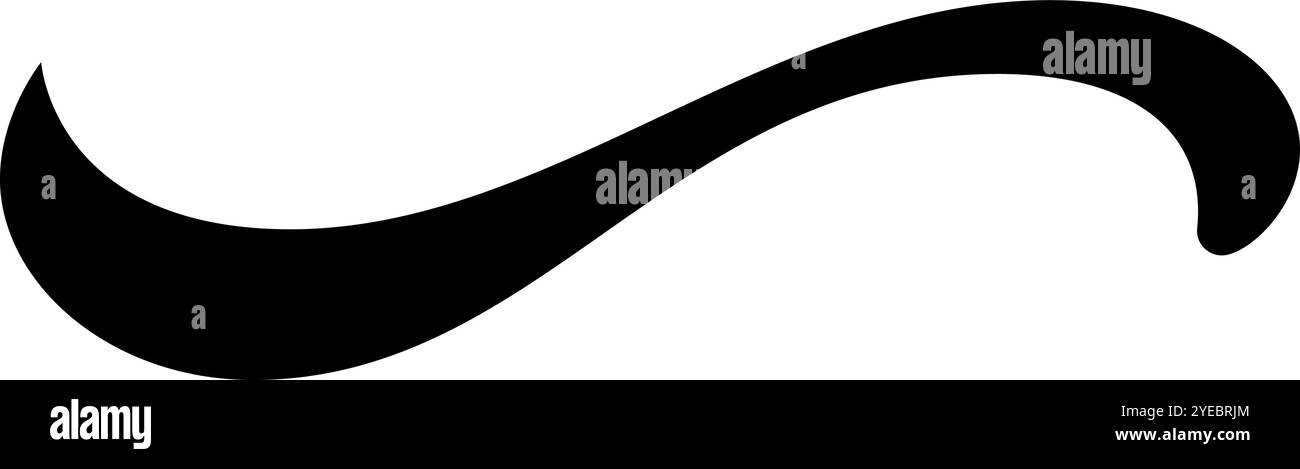 Simple black swoosh design element with curved flowing lines ...