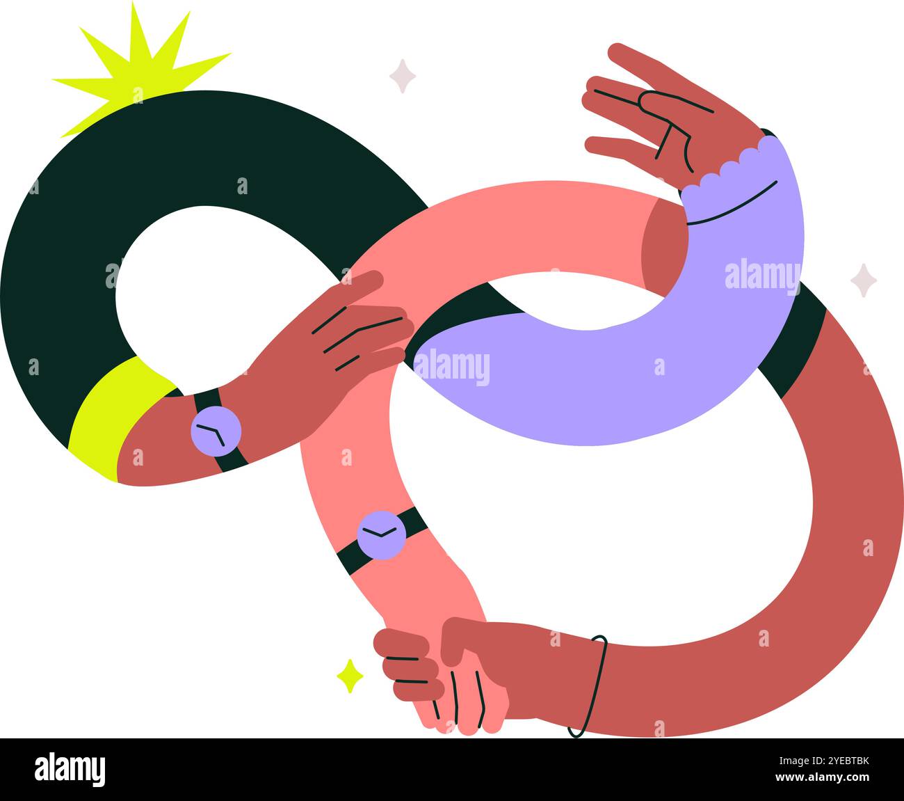 Infinity Symbol Formed By Intertwined Hands In Flat Vector Illustration ...