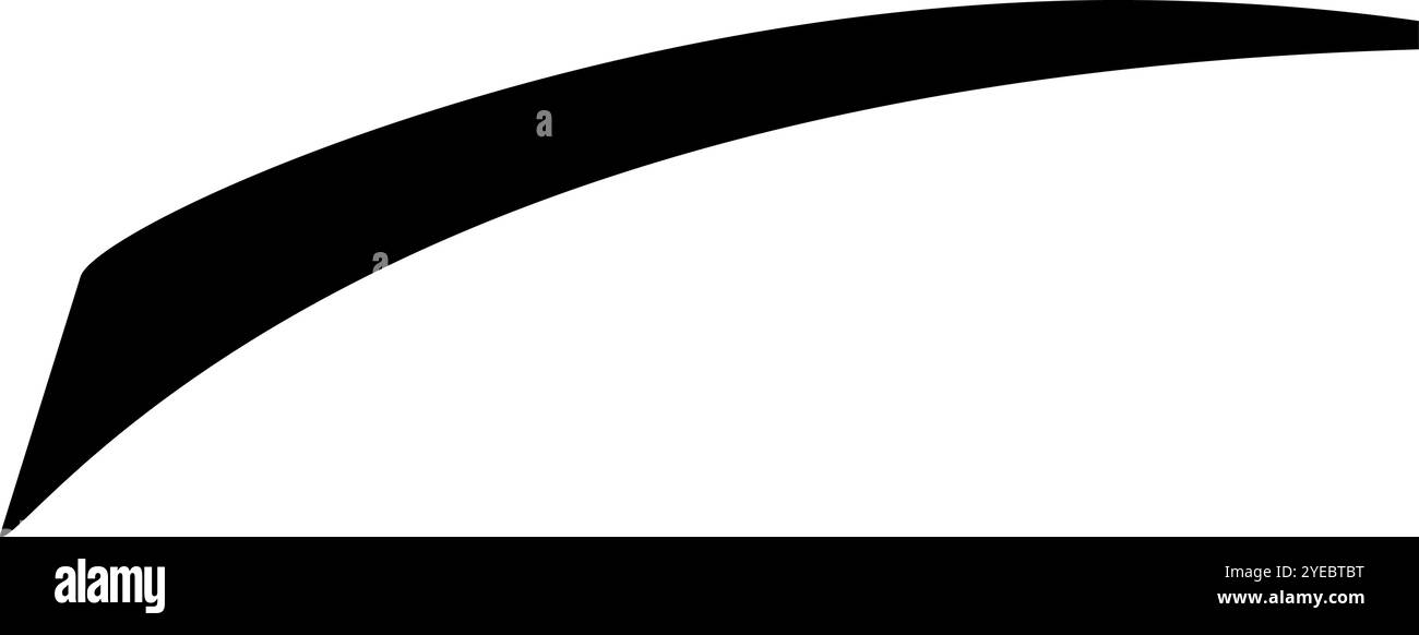 Sleek black curved line points left on white background, exuding ...