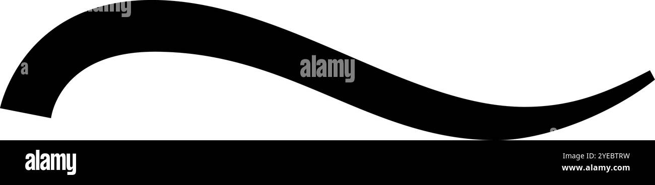 Smooth black curved line flowing upwards on a white background ...