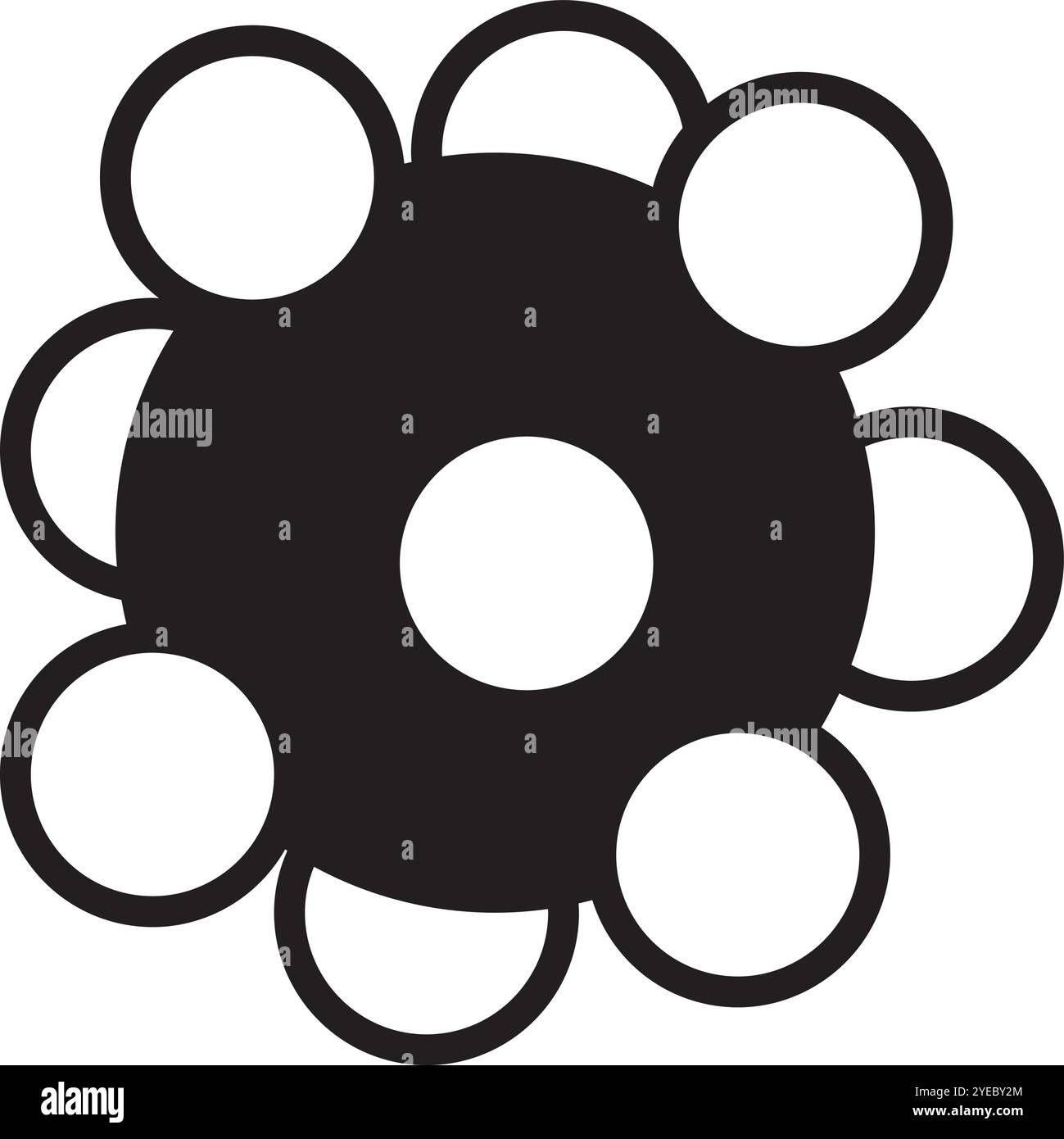 Simple black and white vector illustration of an atom, with electrons ...