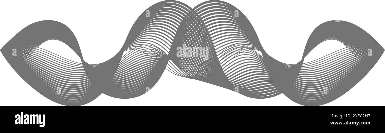 Semi transparent grey abstract shape made of curving and undulating ...