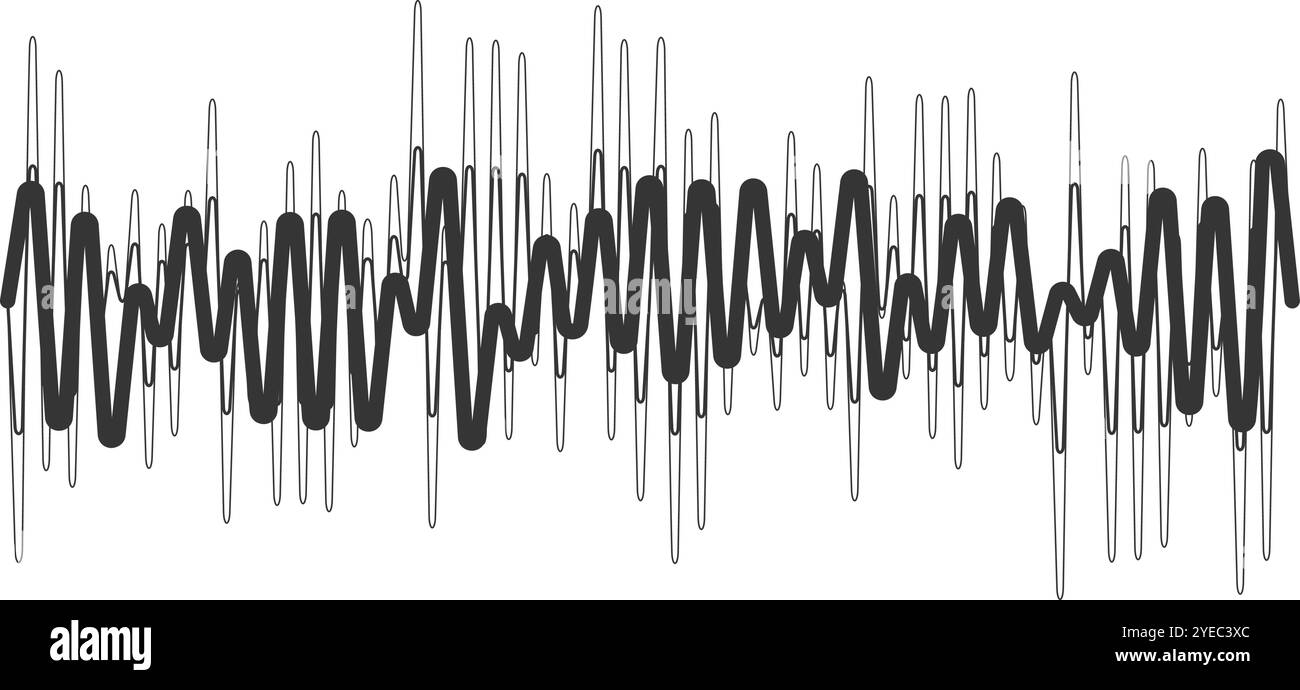 Abstract sound wave flowing through space, visualized with a bold line ...