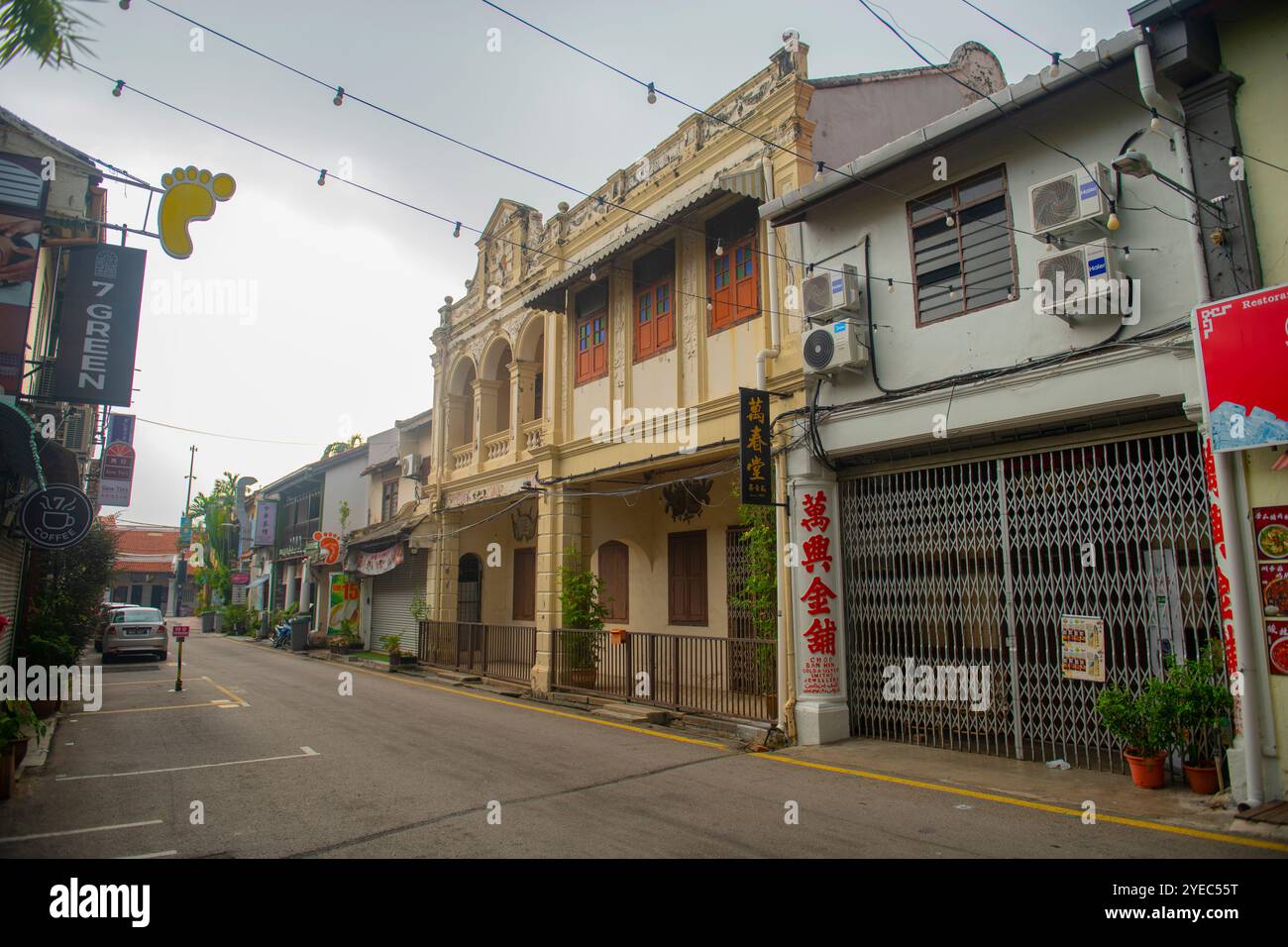 Historic buildings on Jalan Hang Lekir Street in historic city center ...