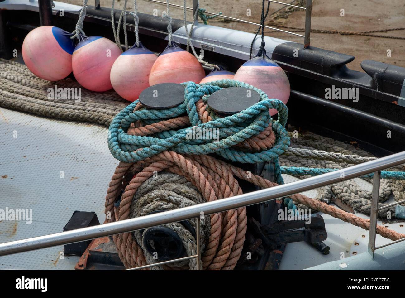 Ropes and Buoys on a boat Stock Photo - Alamy