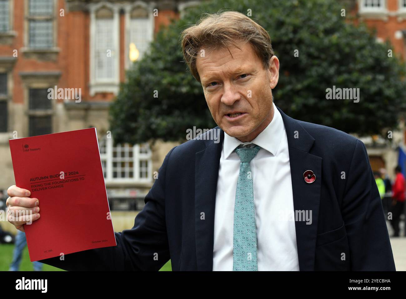 London, UK, 30 Oct 2024 Richard Tice MP for Boston and Skegness of the ...