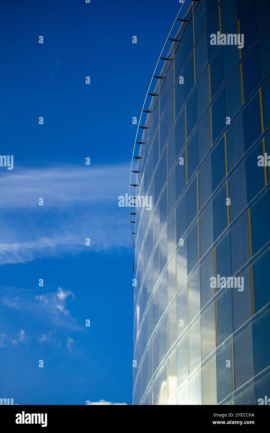 Perspective view of modern futuristic glass building abstract ...