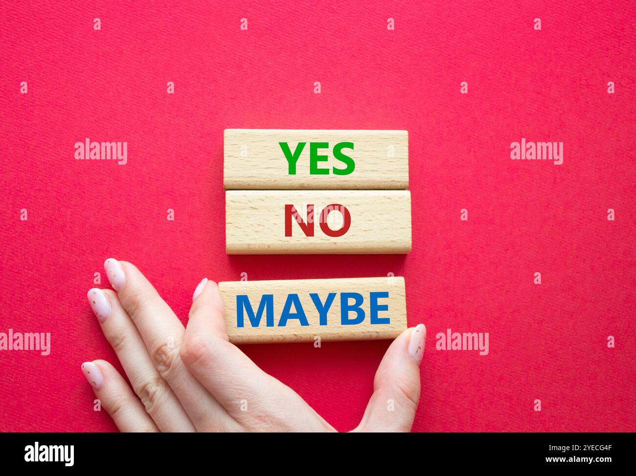 Yes No Maybe symbol. Concept word Yes No Maybe on wooden blocks ...