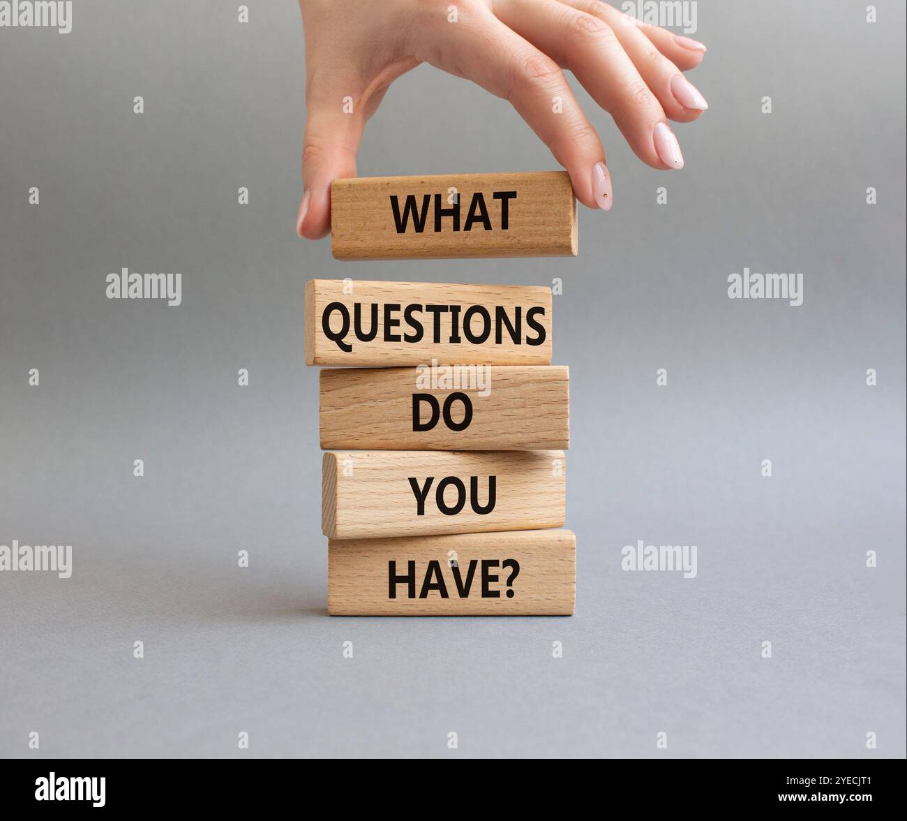 Questions symbol. Wooden blocks with words What Questions do you have ...