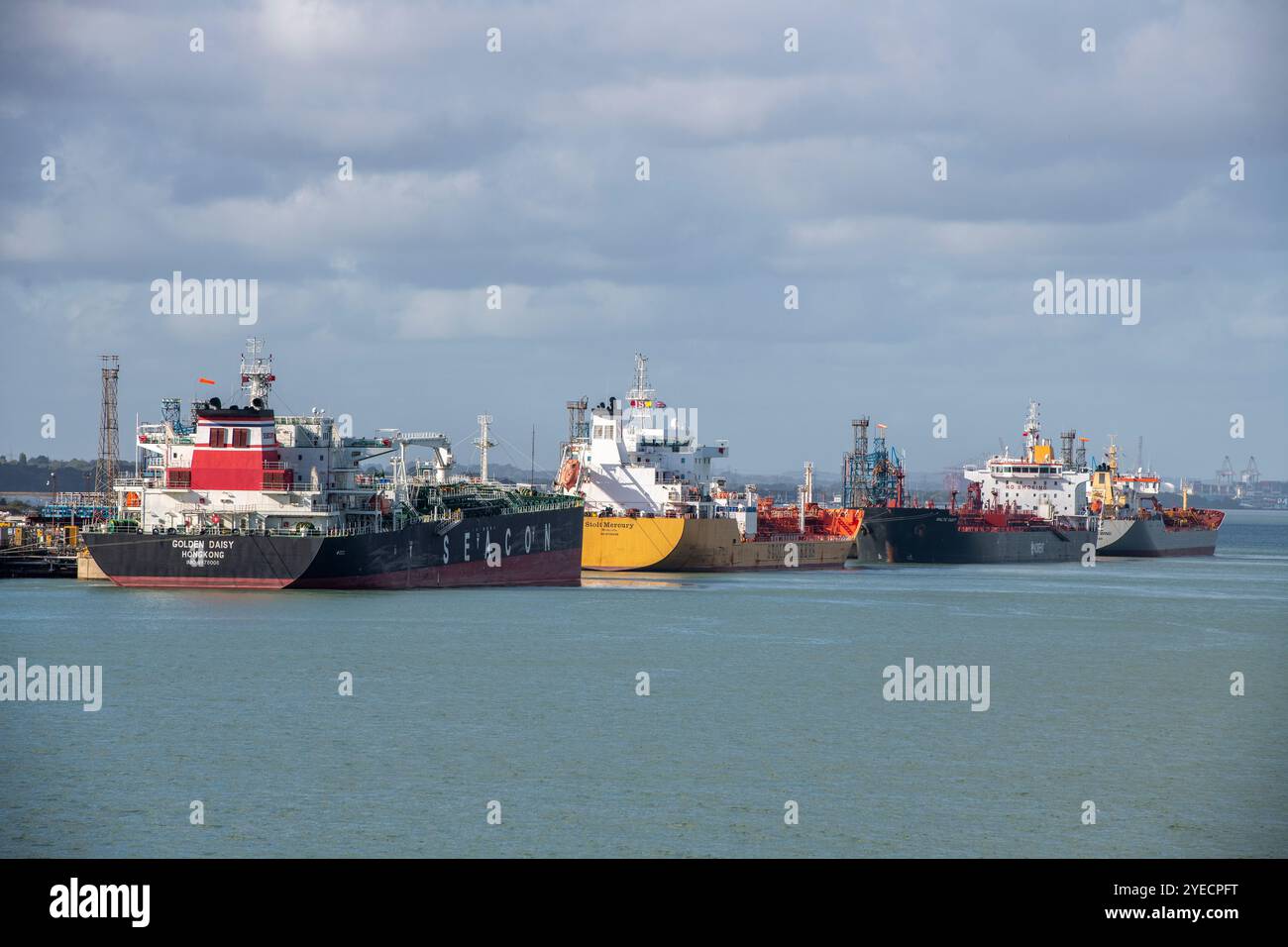 oil and gas tanker ships alongside at the marine terminal, Exxon Mobil ...