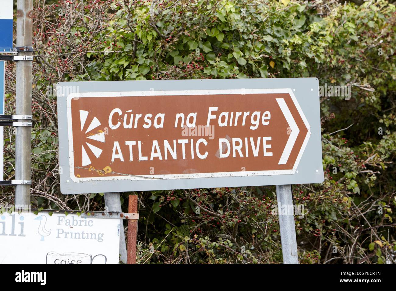 brown tourist signpost for atlantic drive cursa na fairrge part of the ...