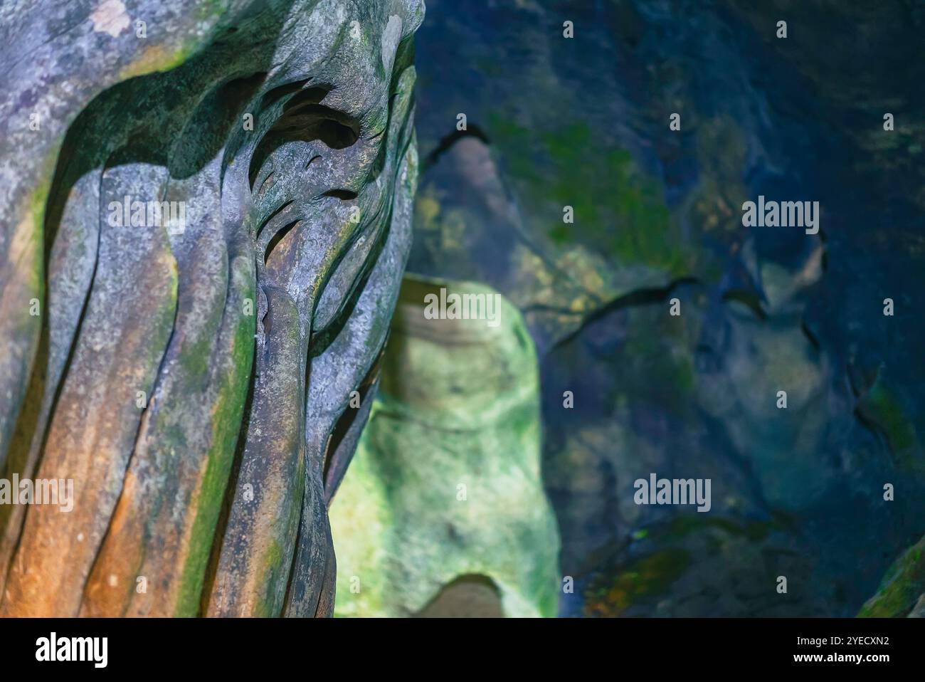 Geological structures and formations of limestone in cave of skulls ...