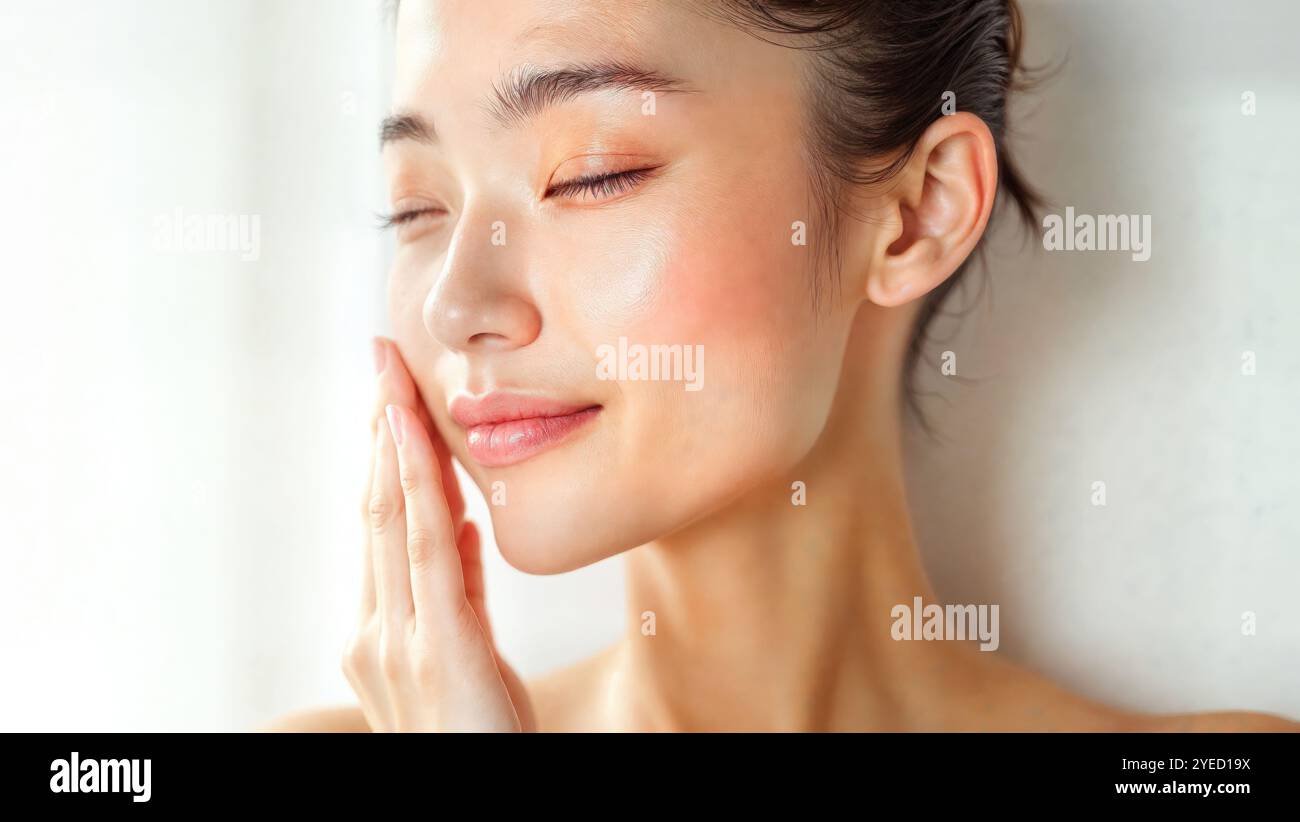 Cosmetics Skin Care Concept Photo of Close-up Woman Perfect Face with ...