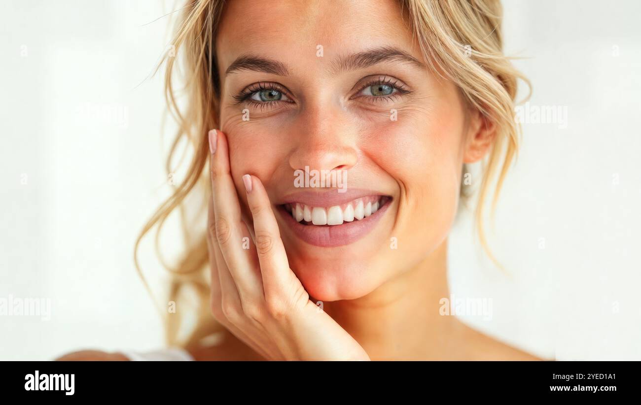 Cosmetics Skin Care Concept Photo of Close-up Woman Perfect Face with ...