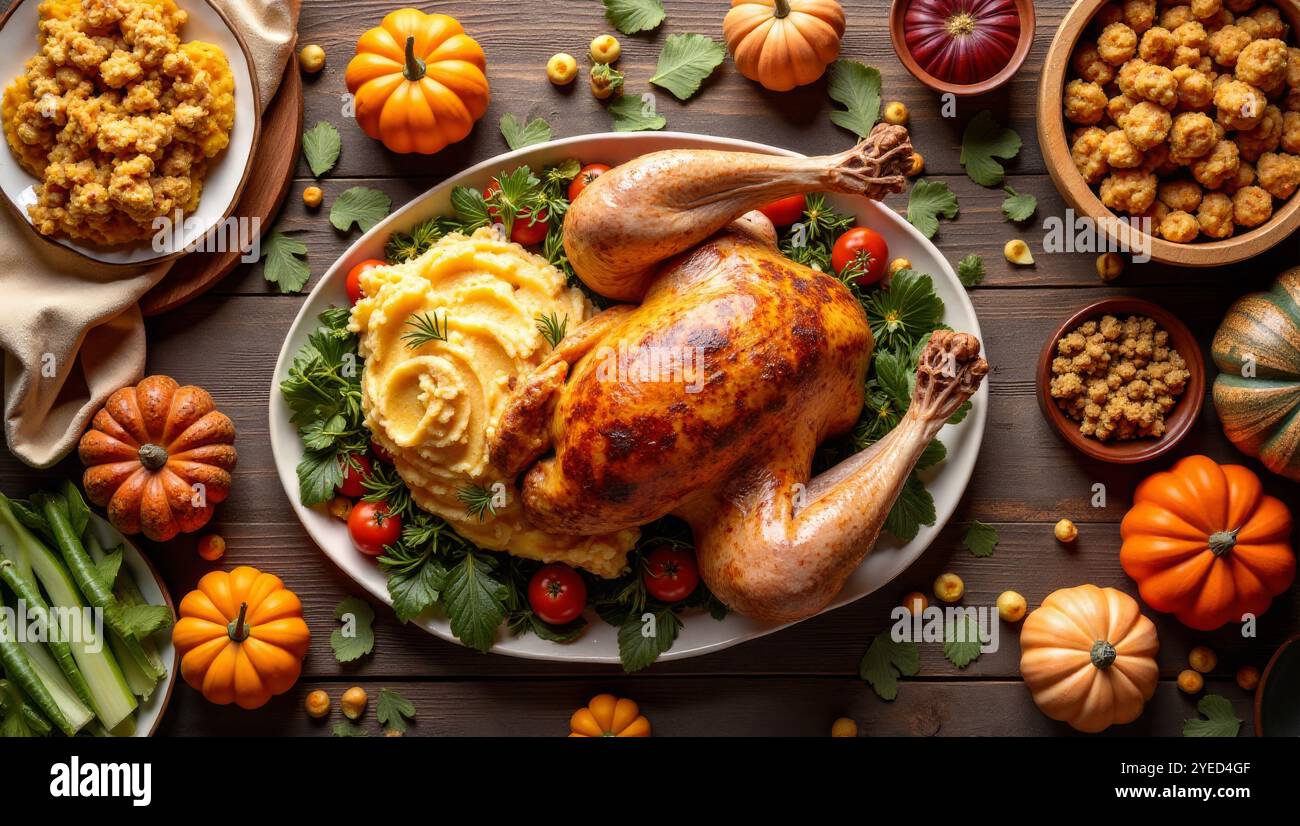 Traditional stuffed turkey for Thanksgiving holidays Stock Photo - Alamy