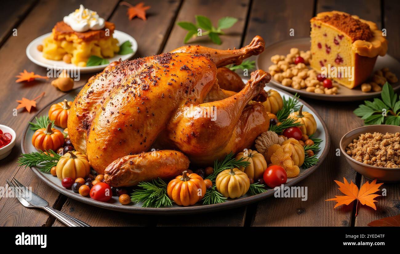 Traditional stuffed turkey for Thanksgiving holidays Stock Photo - Alamy