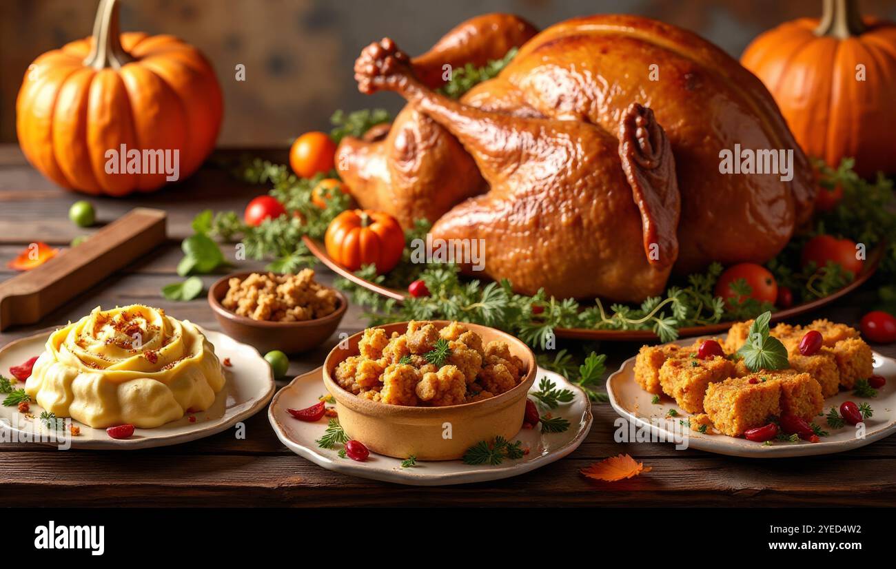 Traditional stuffed turkey for Thanksgiving holidays Stock Photo - Alamy